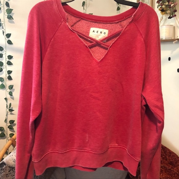 Aeropostale | Sweaters | Aeropostale Red Crisscross Crew Neck | Poshmark